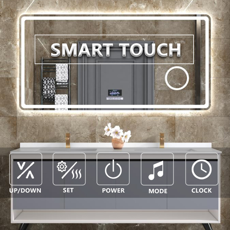 Led lighted bathroom touch screen smart mirror