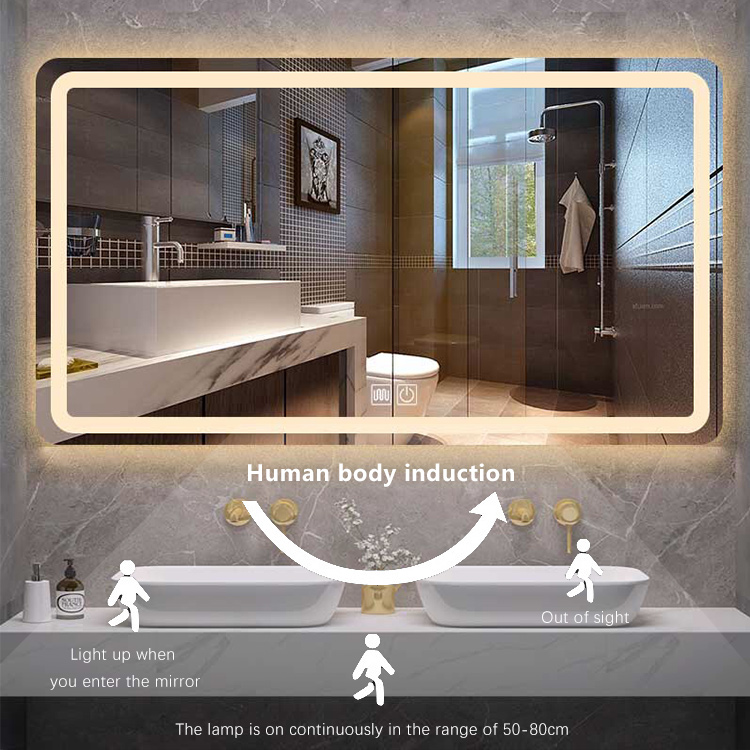 Led lighted bathroom touch screen smart mirror