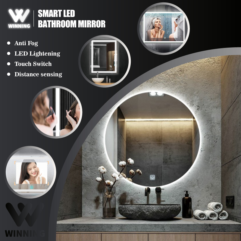 Led lighted bathroom touch screen smart mirror
